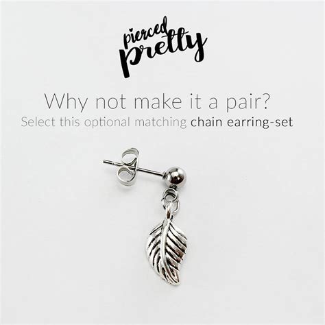 20g 16g Helix To Lobe Chain Earring Leaf Dangle Chain Etsy