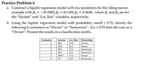 Practice Problem Construct A Logistic Regression Model With Two