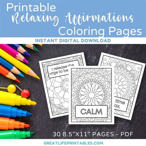Printable Affirmation Coloring Pages Relaxing Coloring Pages Adult