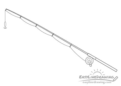 How To Draw A Fishing Pole Step By Step Easylinedrawing