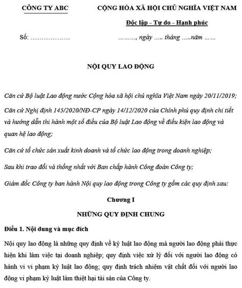 Mẫu nội quy lao động chi tiết mới nhất năm 2023 Những điều cần lưu ý