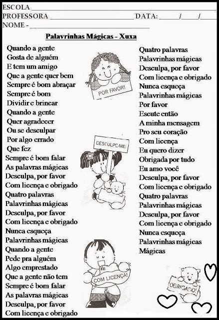 Sequência Didática das palavrinhas mágicas para educação infantil SÓ