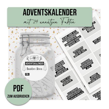 Adventskalender UNNÜTZES WISSEN Adventskalender zum Ausdrucken digitale Dat