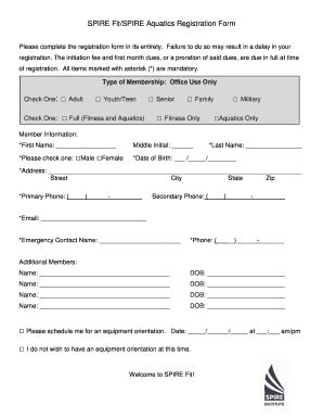 Fillable Online Register Spireinstitute SPIRE Fit Registration