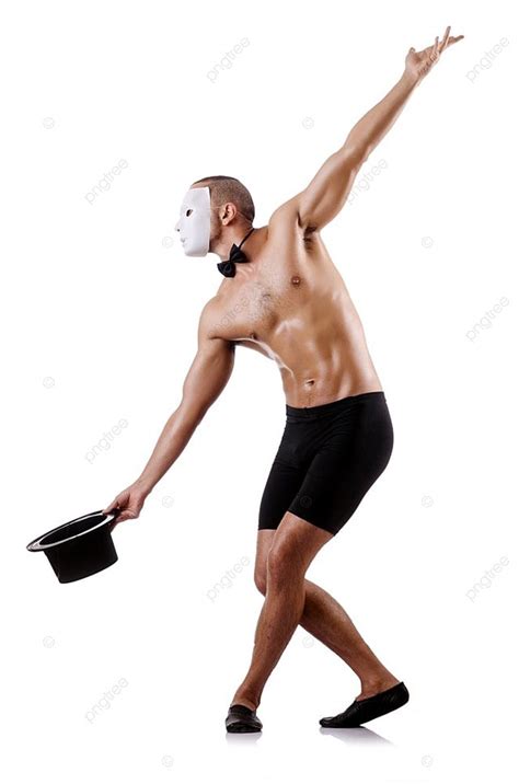 Naked Muscular Mime Isolated On White Background And Picture For Free