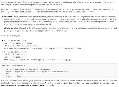 solved assume you are given two dictionaries d1 and d2 each