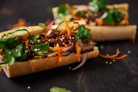 Chargrilled Beef Short Ribs Sandwich Basil Sprout