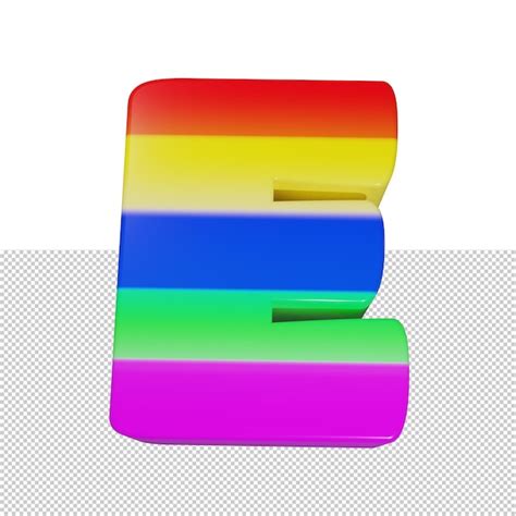 Efeito de texto do arco íris letra e renderização 3d PSD Premium