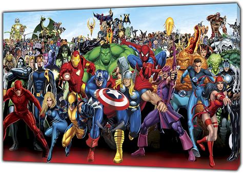Marvel Superheroes Characters Photo Picture Print On Framed Canvas Wall