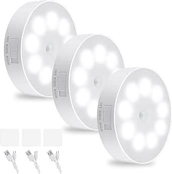Luces Con Sensor De Movimiento 3Pcs Luz Nocturna LED Recargable Por