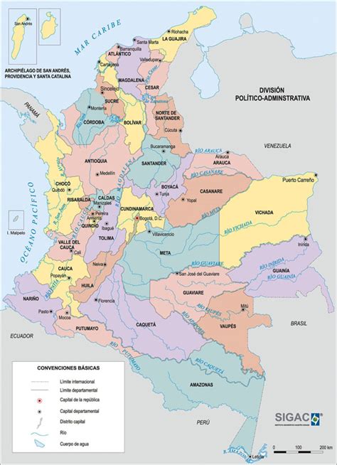 Large Detailed Administrative Map Of Colombia Colombia Large Detailed