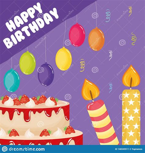 Carte De Joyeux Anniversaire G Teau Doux Et Bougie Avec De L H Lium De