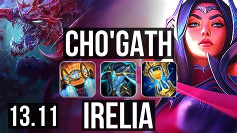 CHO Vs IRELIA TOP 7 Solo Kills Legendary Rank 9 Cho KR Master