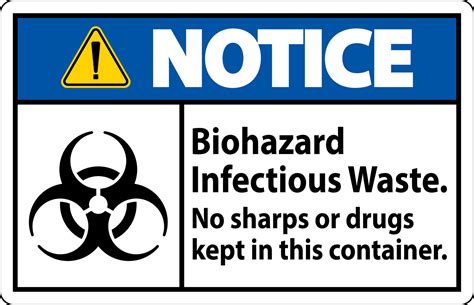 Notice Label Biohazard Infectious Waste No Sharps Or Drugs Kept In