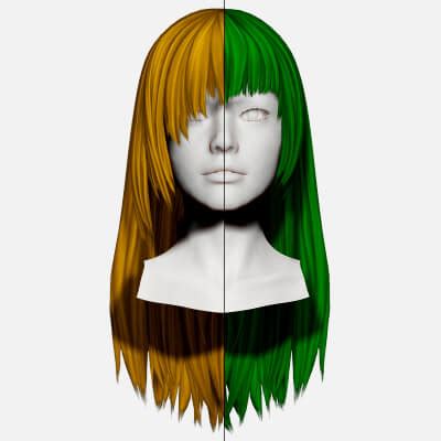 Female Hair Long Straight Style D Model By Khaloui