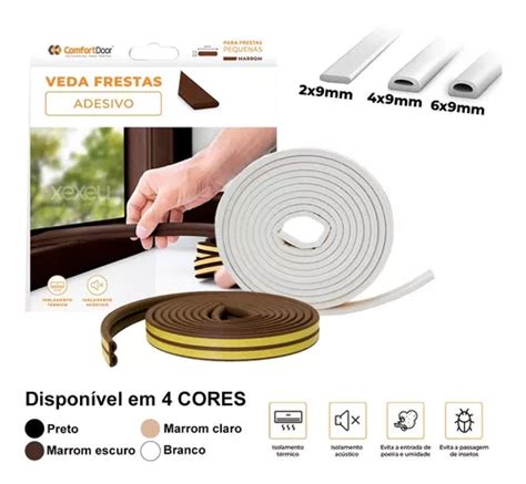 Veda Fresta Fita Adesiva Proteção Porta Janela 4mm Vedação MercadoLivre