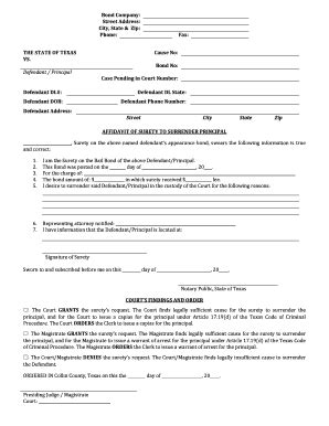 Fillable Online Co Collin Tx Bond Company Street Address City State Zip