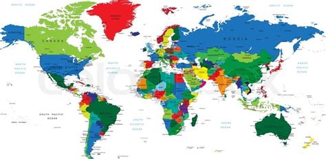 Colorful World Map With Country Names 20355315 Vector Art 41 OFF