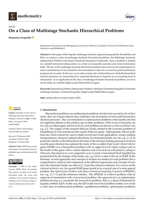 pdf on a class of multistage stochastic hierarchical problems