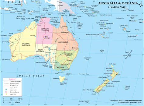Mapa de Oceanía político físico y mudo Descargar e Imprimir Mapas