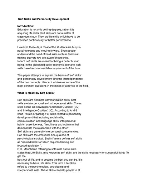 soft skills introduction soft skills and personality development introduction education is