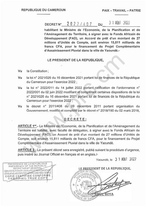 D Cret N Du Ao T Habilitant Signer Avec Le Fonds