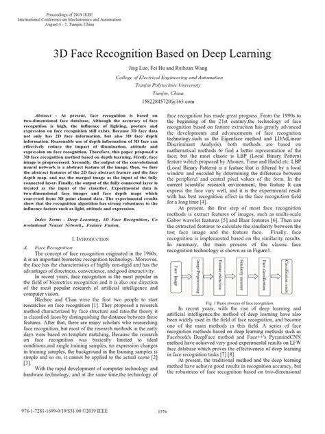 3d face recognition based on deep learning 8816269 pdf pdf