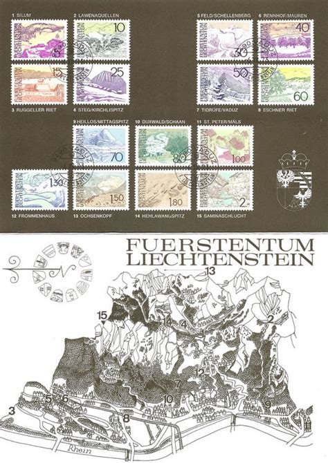 Briefmarken Nr 511 525 auf Karte Fürstentum Liechtenstein Kaufen