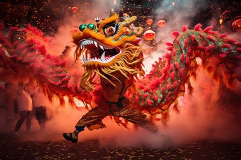 Premium Photo Chinese Dragon Dance In The Traditional Chinese Lunar