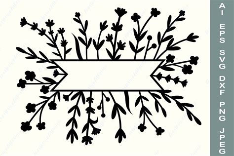Floral Rectangle Frame Flower Split Graphic By AnastasiyaArtDesign