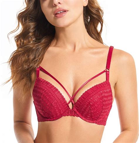 Deyllo Women S Push Up Padded Bra Plunge Sexy Lace Bra Add Cup Support