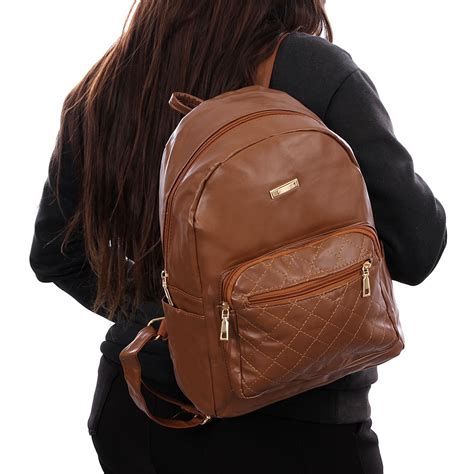 Bolsa Mochila Feminina PU Bolsos Matelassê Trabalho Passeio Feira da
