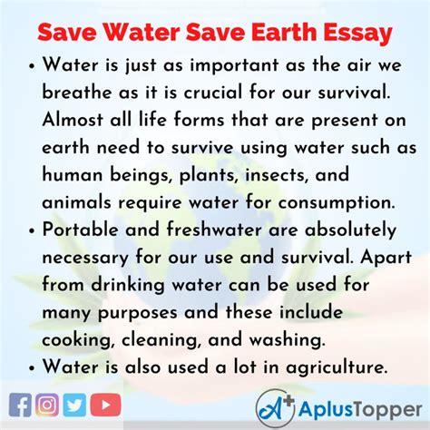 Save Water Save Earth Essay Essay On Save Water Save Earth For