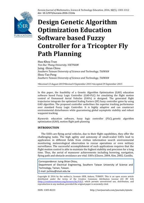 pdf design genetic algorithm optimization education software based fuzzy controller for a