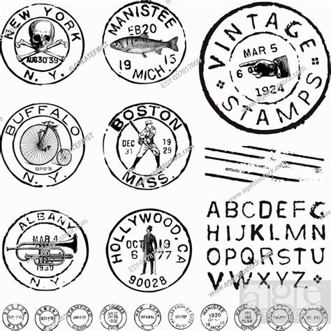 Vintage Stamps Clip Art Library
