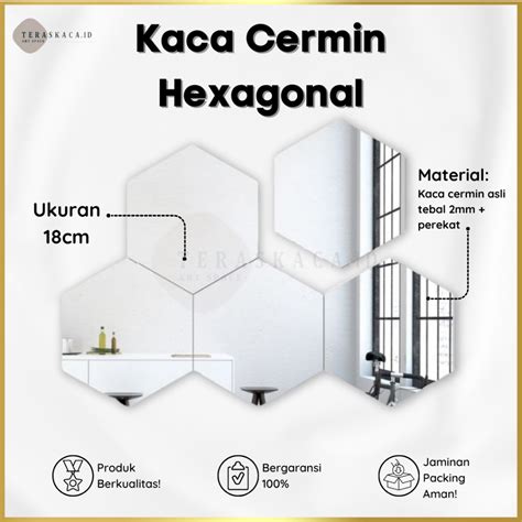 Jual Cermin Hexagonal Kaca Asli Ukuran 18cm Shopee Indonesia