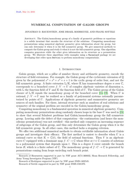 numerical computation of galois groups