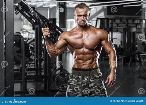 Homem Muscular Sexy No Gym Abdominal Dado Forma Abs Despido