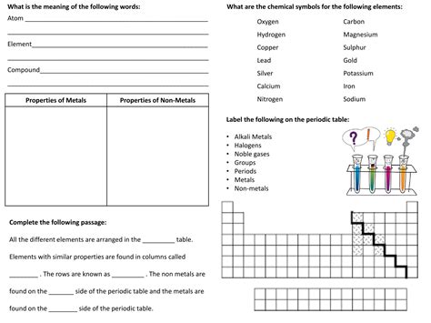 Periodic Table Of Elements Worksheet E Street Light