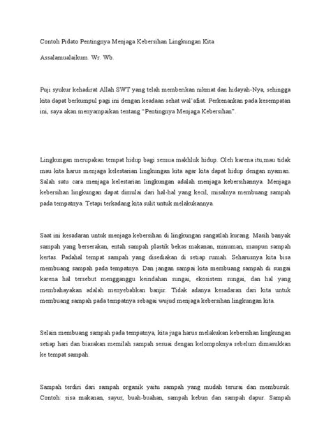 Contoh Pidato Tentang Kebersihan Lingkungan 57 Koleksi Gambar