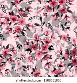 Seamless Pattern Abstracts Floral Flowers Composition Stock