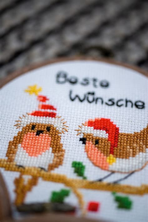 Borduurblad Borduurpakket Vervaco Kerstvogeltjes Incl Borduurringen