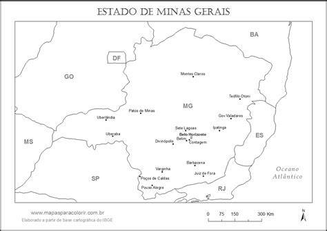 MAPA DE MINAS GERAIS Mapas Para Colorir
