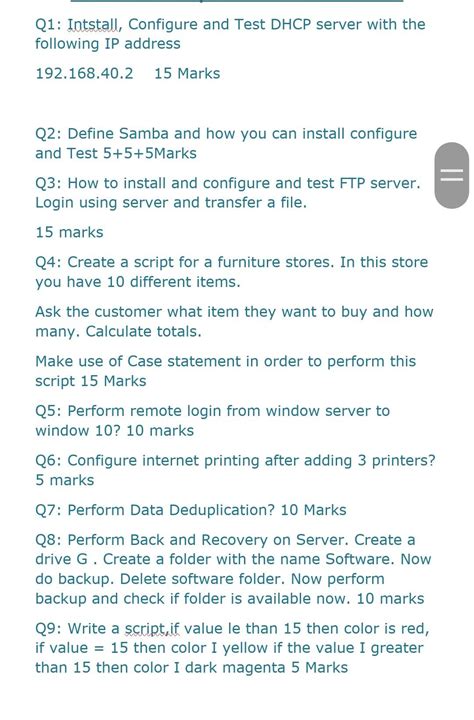 Solved Q Intstall Configure And Test Dhcp Server With The Chegg