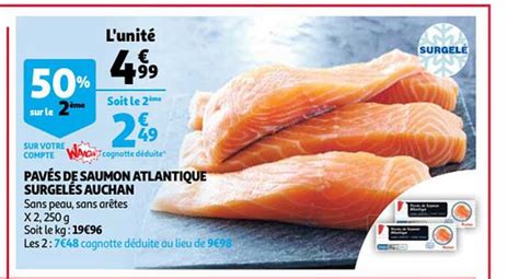 Promo Pavés De Saumon Atlantique Surgelés Auchan chez Auchan