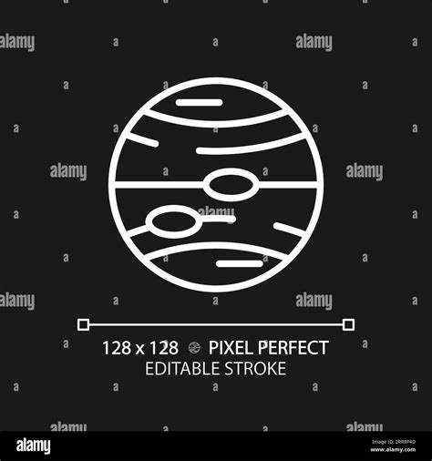Jupiter Pixel Perfect White Linear Icon For Dark Theme Stock Vector