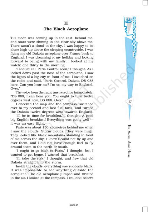 Two Stories About Flying NCERT Book Of Class 10 First Flight