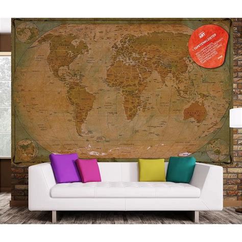 Papier Peint Carte Du Monde Décoration Murale Historique Géographie