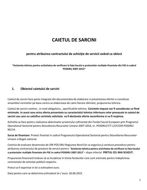 PDF CAIETUL DE SARCINI Fsenordest Ro SARCINI Vizite Multiple NE Pdf