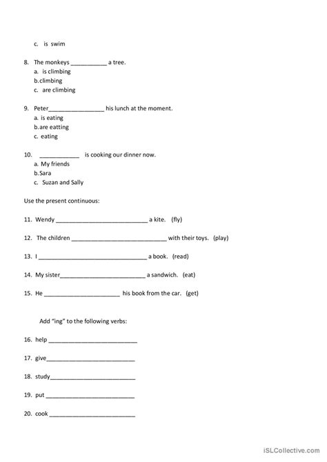 Present Continuous Exercise Sheet English ESL Worksheets Pdf Doc